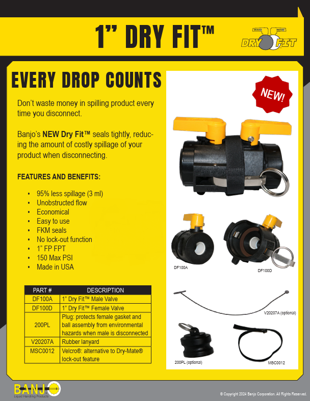 Banjo Dry Fit Couplings 1" – Sprayer Warehouse Co